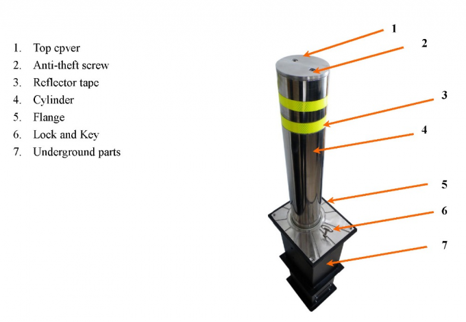Parking Hydraulic Retractable Bollards Automatic Rising Manual ...