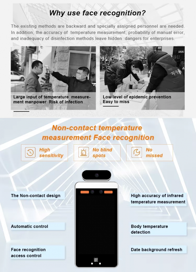 Multifunction Face Recognition Scanner Terminal With Temperature Detection