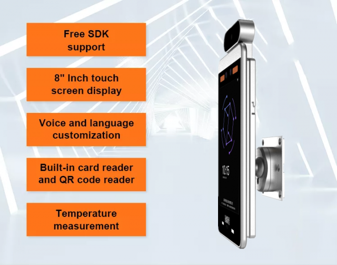 QR Code Face Recognition Terminal 8 Inch Facial Recognition Entry System For Swing Turnstile Gate