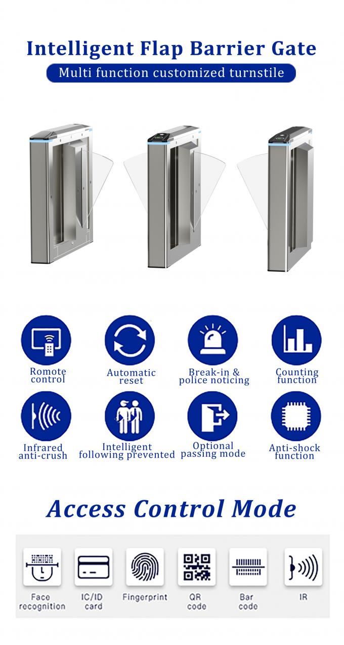 Flap Barrier Pedestrian Turnstiles Gate Automatic Access Control System