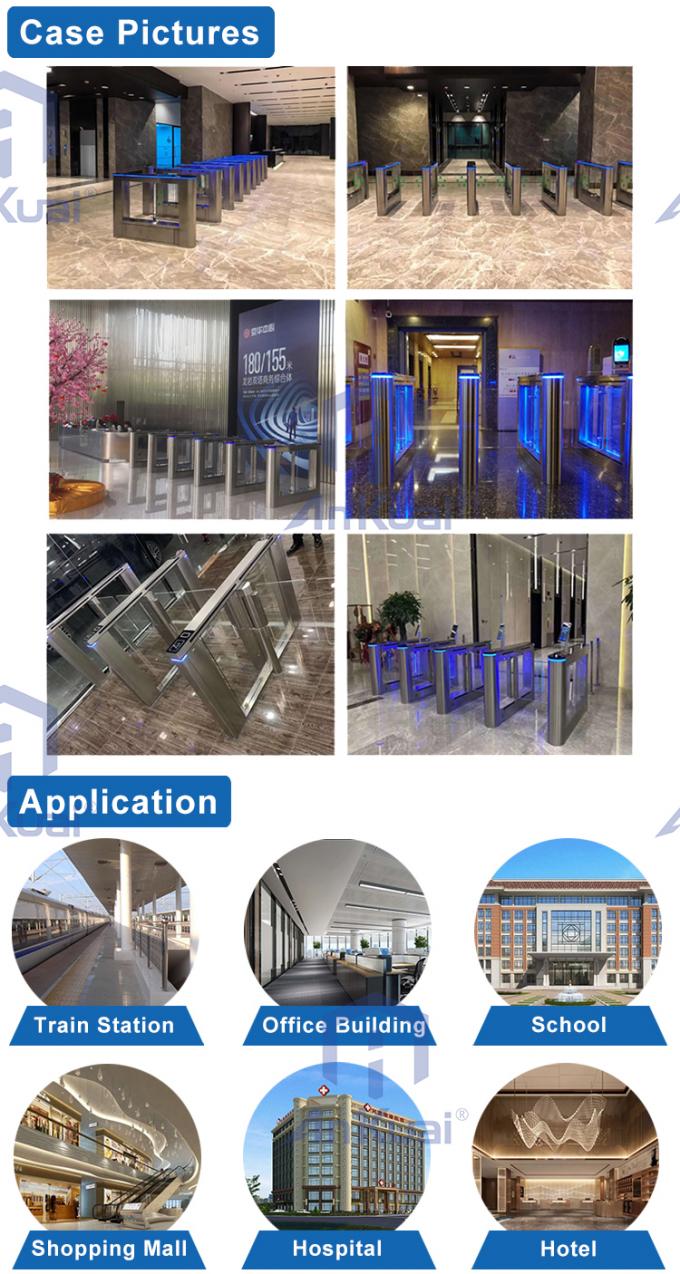 High Speed Pedestrian Swing Gate Turnstile RFID Reader QR Code Scanning