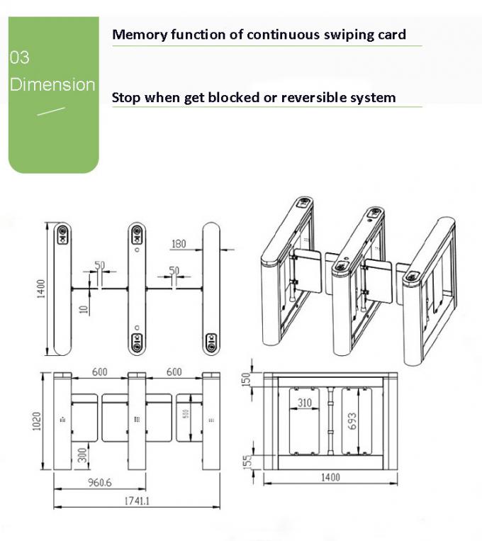 Security RFID Swing Barrier Turnstile Gate With Counter Access Control ...