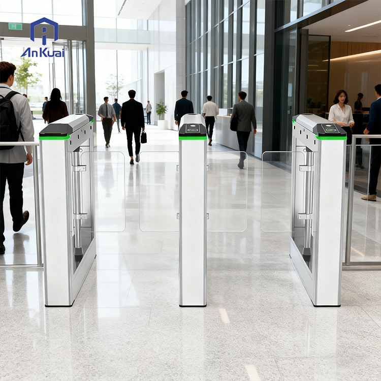 Stainless Steel Flap Barrier Turnstile with TTL232 Communication and 4 Pairs Infrared Input for ...